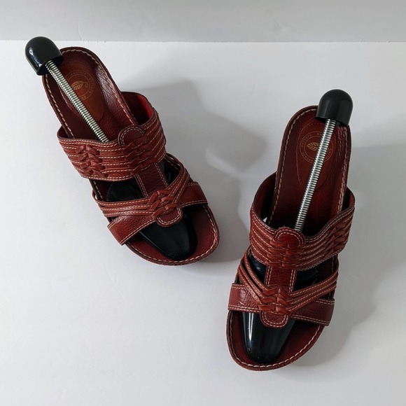 Nurture by Lamaze | Shoes | Nurture Brick Red Leather Heels Sandals ...